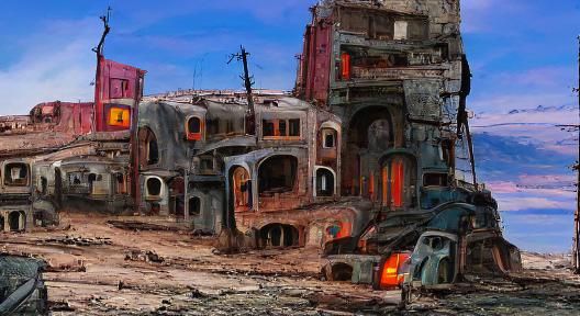 Post apocalyptic city in the style of Todd Burlingame - AI Generated ...