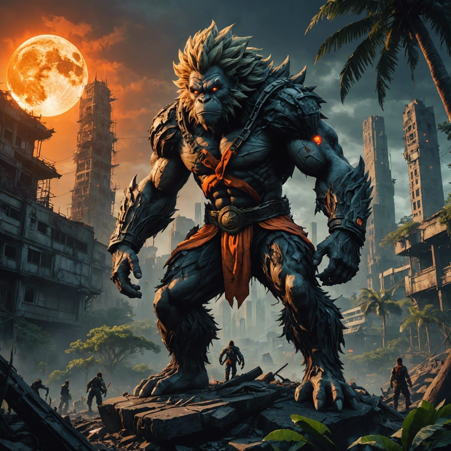 Goku as a giant ape - Surreal Super Saiyan Ape Illuminated ...