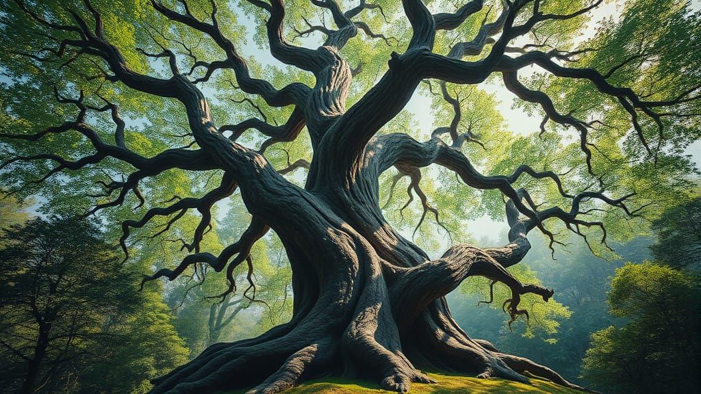 Gnarled Ancient Tree in Muted Earthy Tones - AI Art