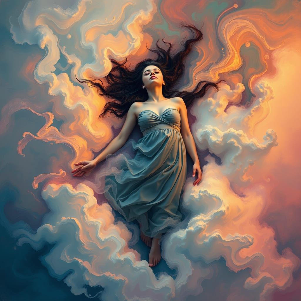 Surrealist Dreamscape of a Woman in Delirium with ... - AI Art
