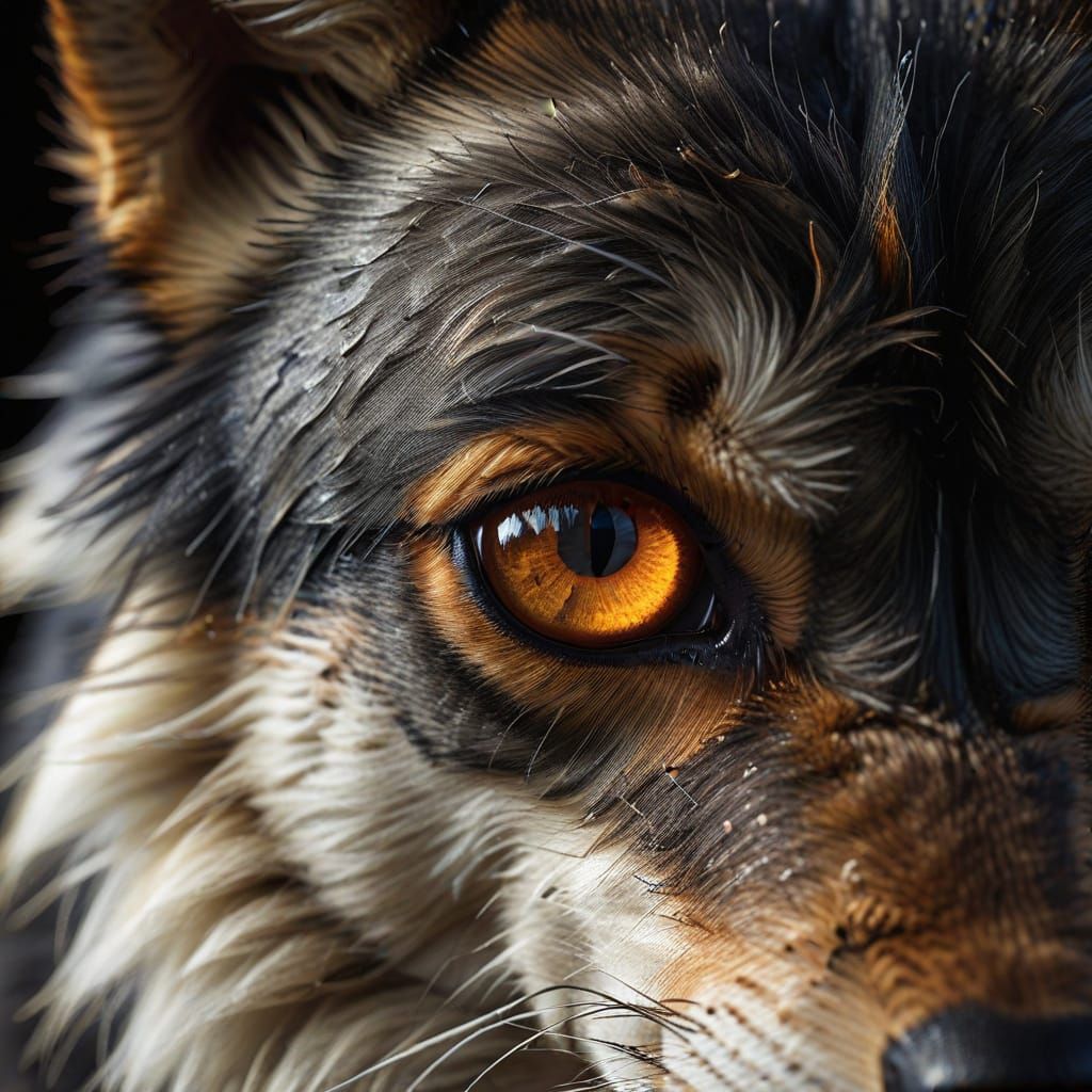 wolf Fibers - Hyper-Realistic Wolf Fibers in Vivid Macro P...
