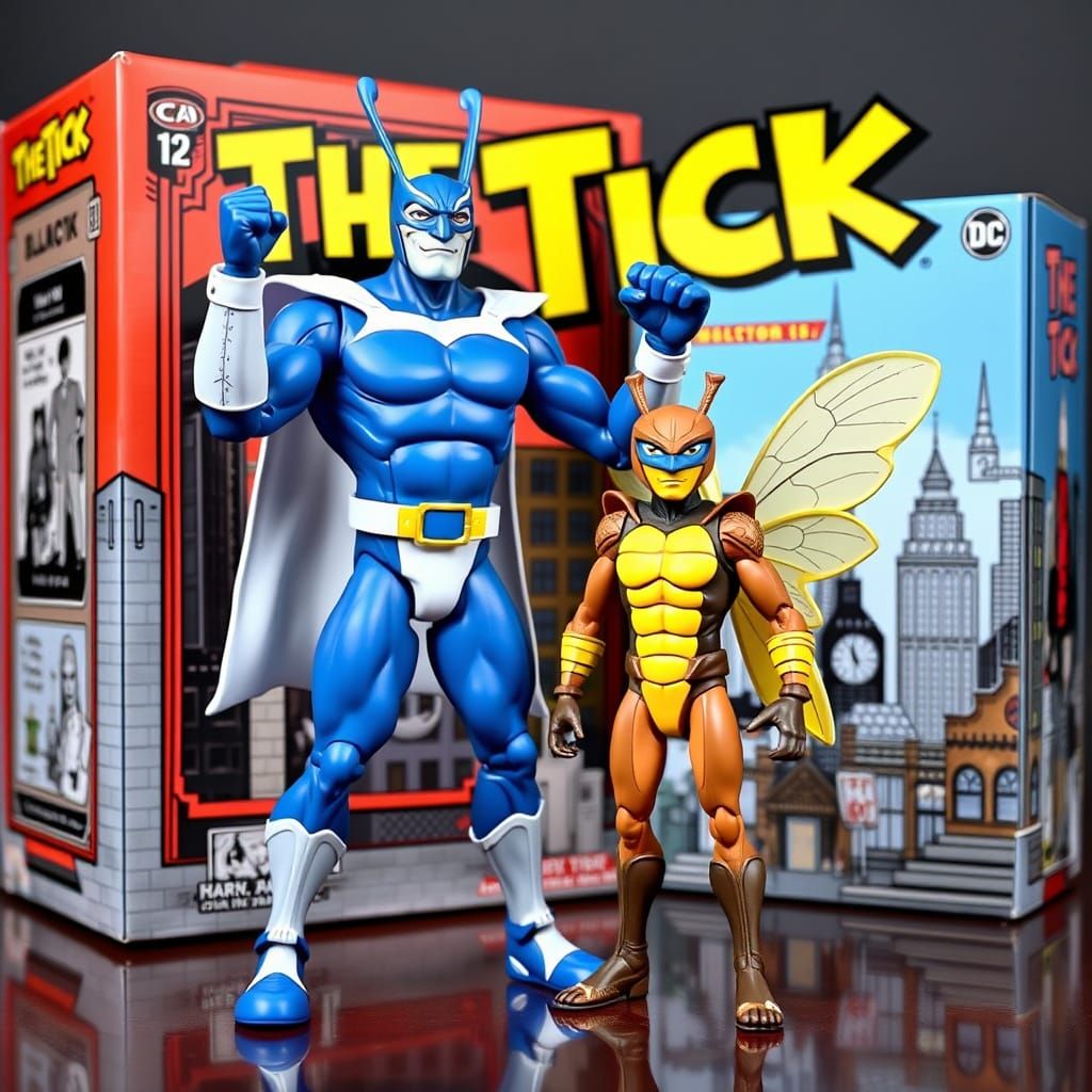 the tick superhero action figure with collector decorative box with his ...