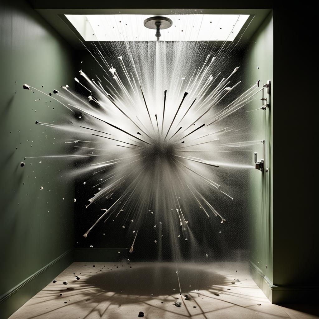 Exploding Shower Doors - AI Generated Artwork - NightCafe Creator