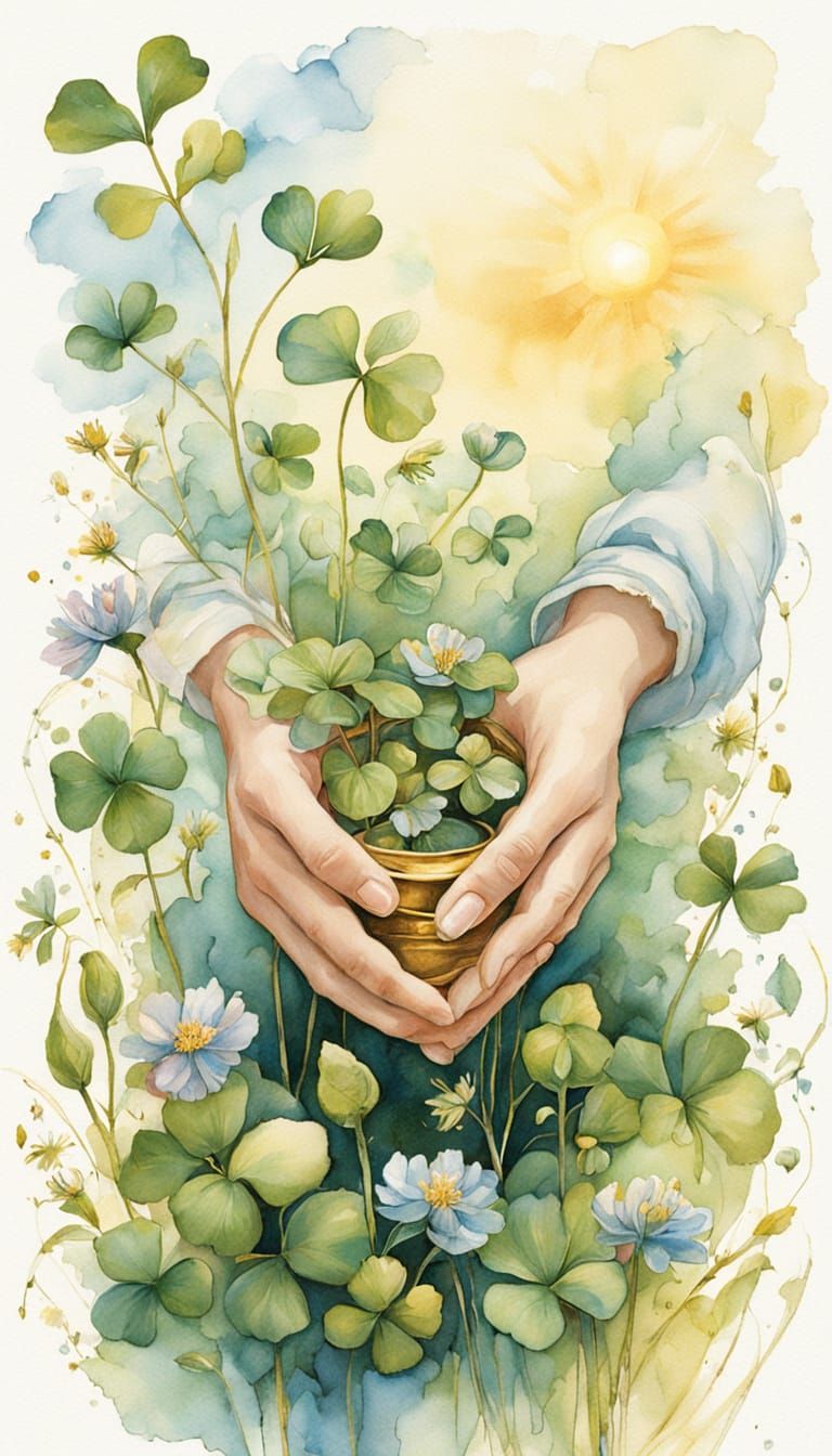 A fantasy oracle card inspired by the Clover archetype in Lenormand ...