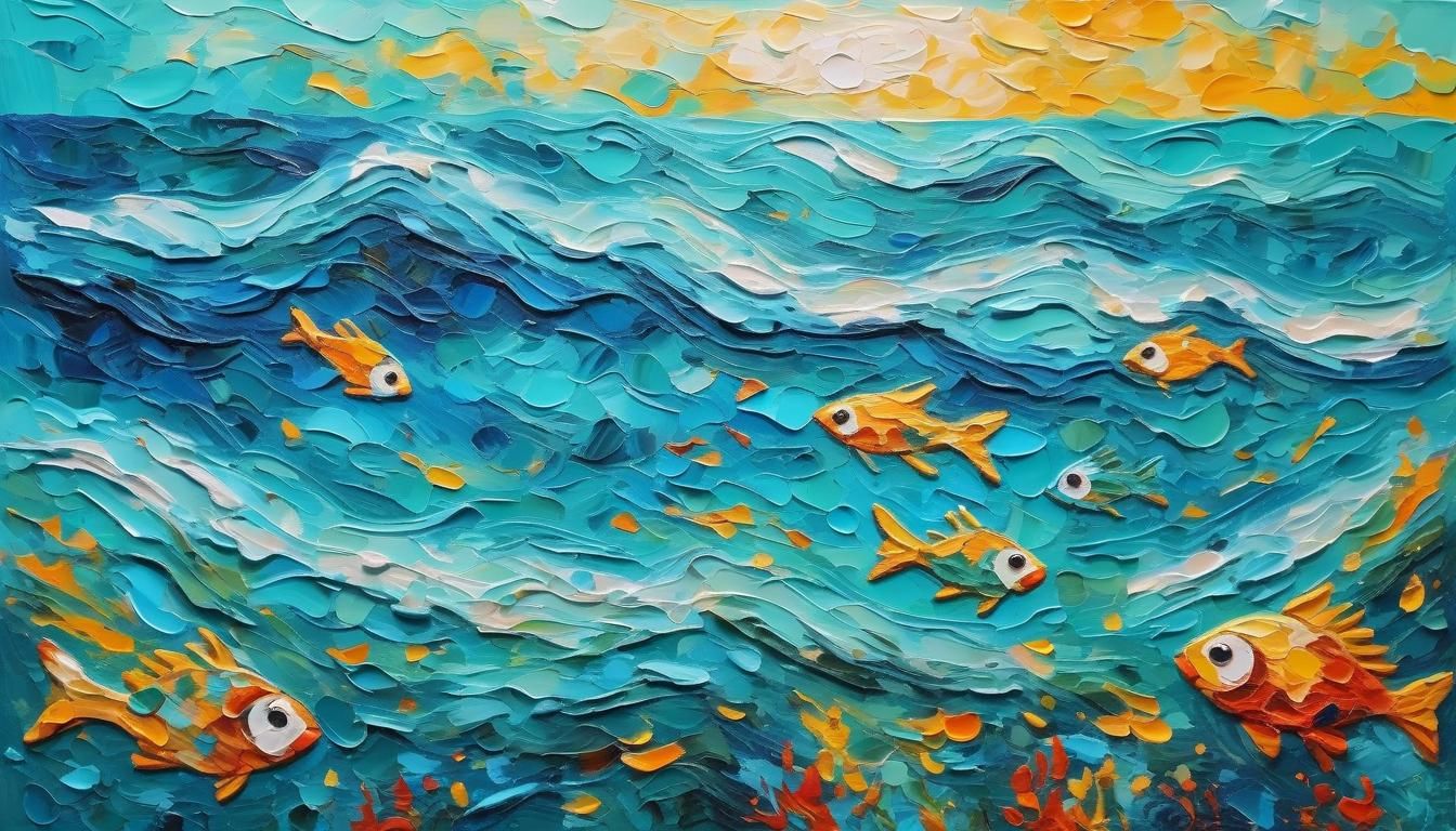 Impasto Turquoise seascape with fish - AI Generated Artwork - NightCafe ...