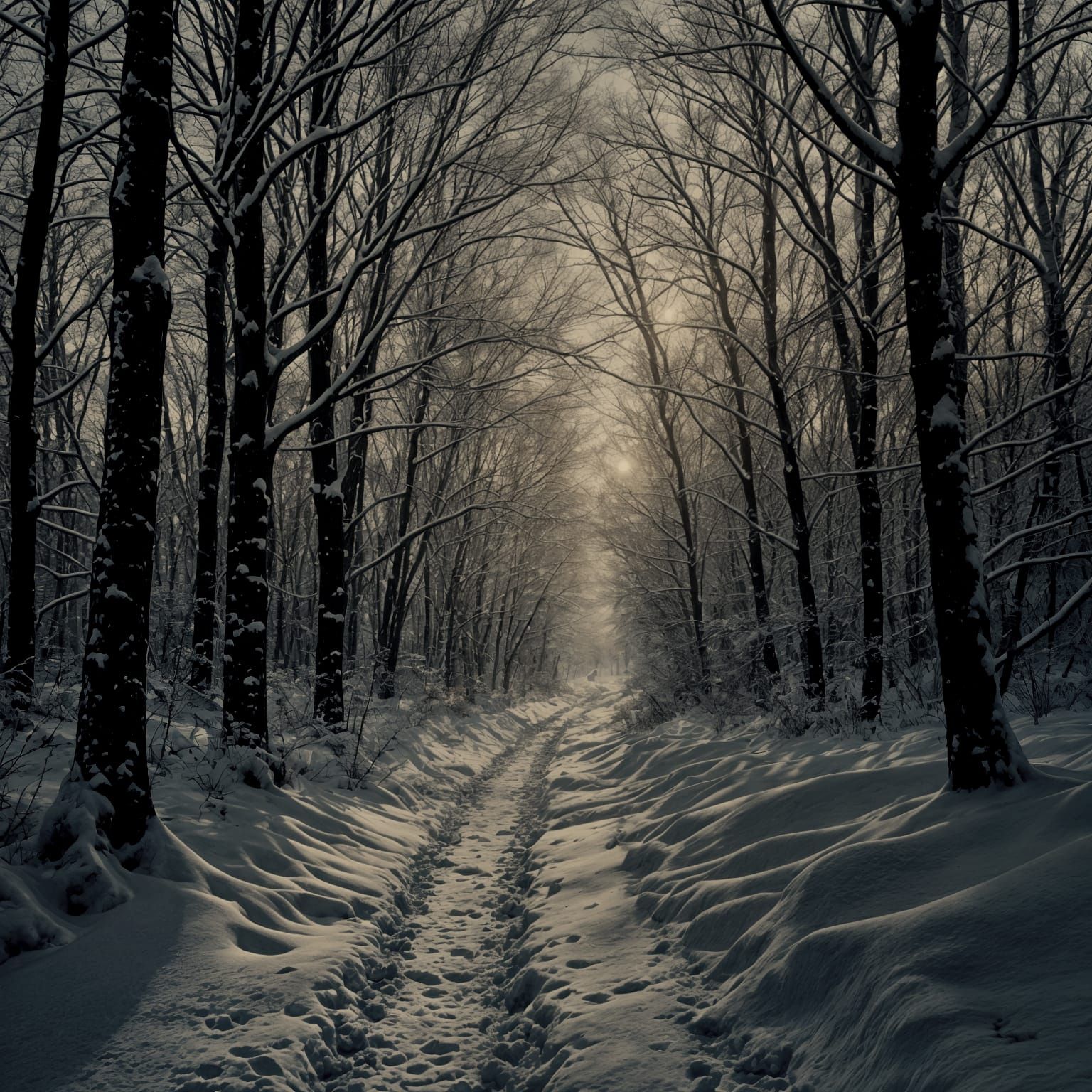 winter snowy dusk - Serene Winter Snowscape at Dusk