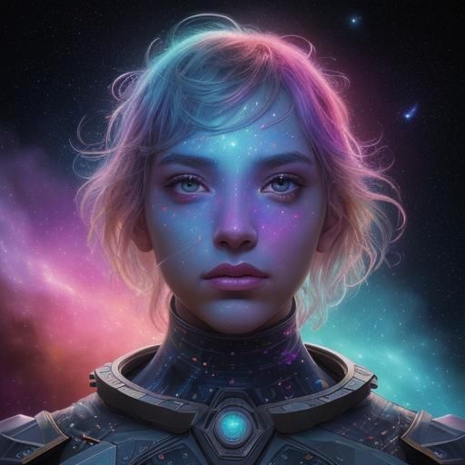 Cosmic holographic girl - AI Generated Artwork - NightCafe Creator
