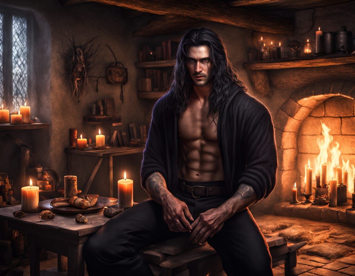 Tall, Handsome Witches in a Medieval Setting - AI Art