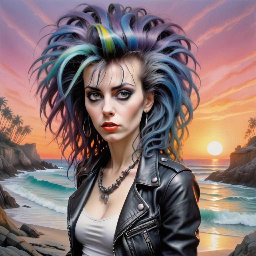 California Punk Rocker 💜🎸🌅 - AI Generated Artwork - NightCafe Creator
