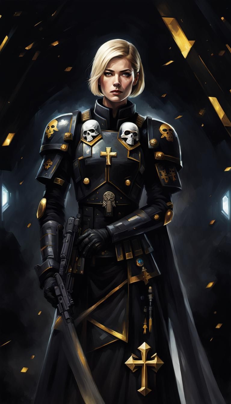 Warhammer 40k, Space Marine, futuristic soldier, beautiful young woman ...