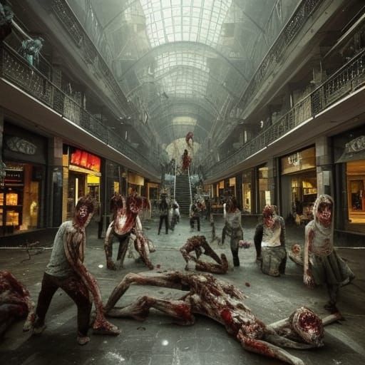 Zombies In A Mall! - AI Generated Artwork - NightCafe Creator