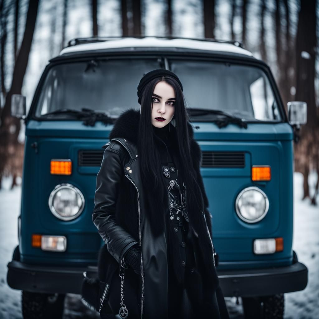 beautiful goth girl with vanagon syncro winter Professional photography ...