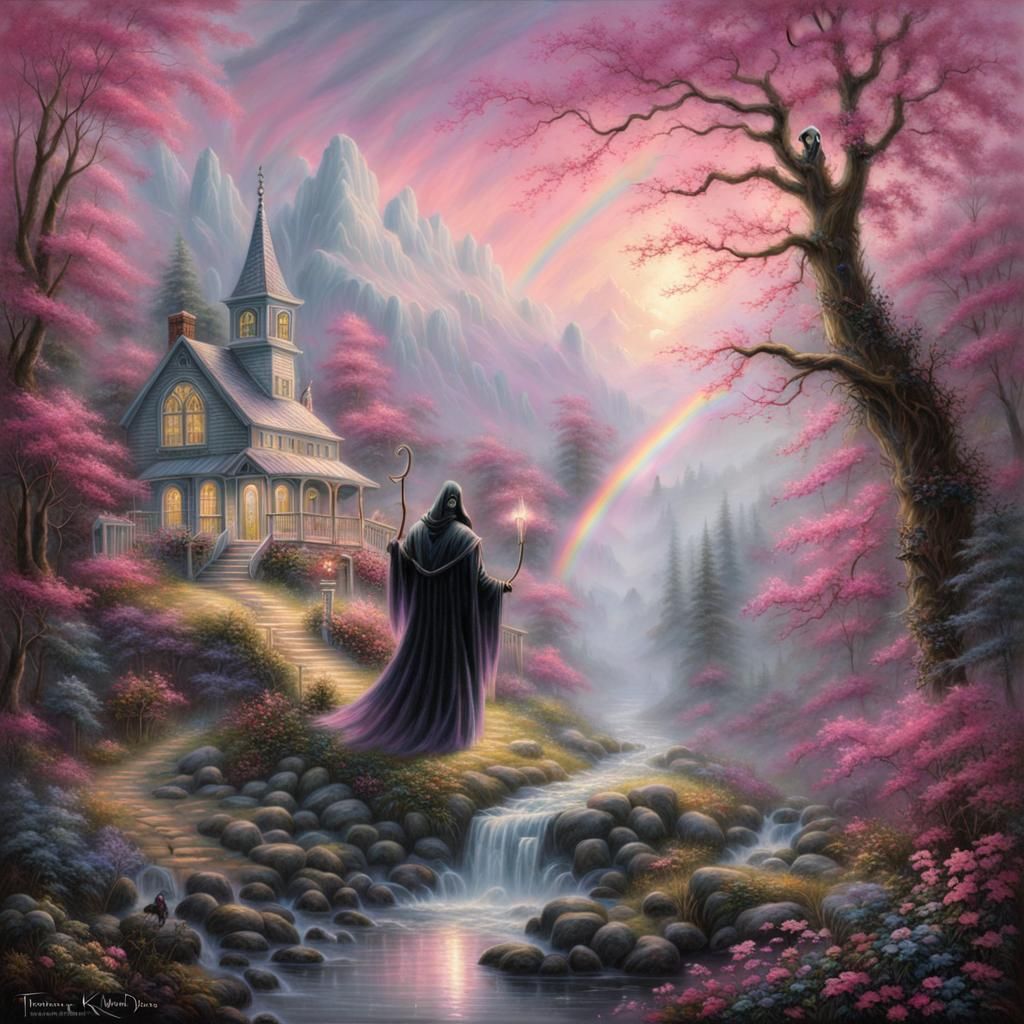 pink rainbow grim reaper - AI Generated Artwork - NightCafe Creator