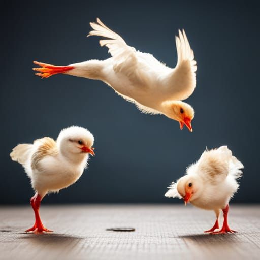 Chickens doing backflips - AI Generated Artwork - NightCafe Creator