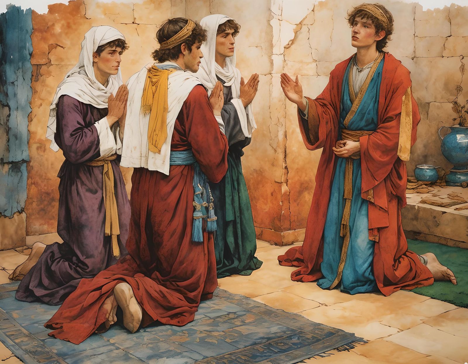 Daniel, Hananiah, Mishael & Azariah Praying - AI Generated Artwork ...