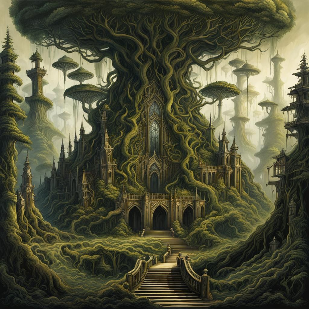 Eldritch forest, concept art in the style of Wim Delvoye - AI Generated ...