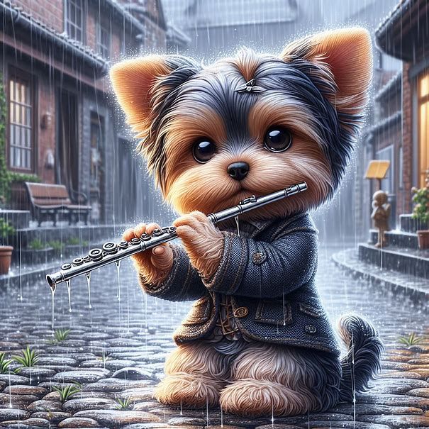 Yorkie busker - AI Generated Artwork - NightCafe Creator