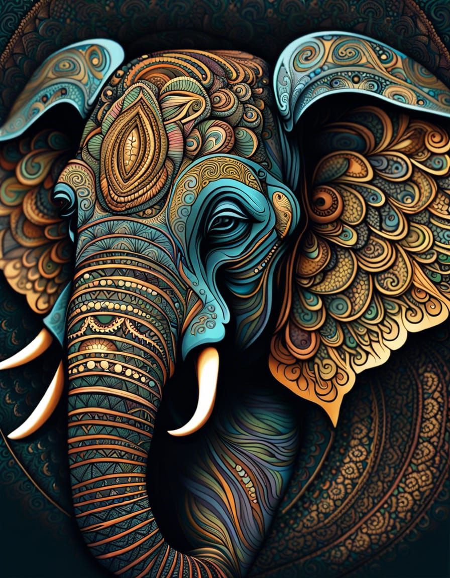 Elephant mandala - AI Generated Artwork - NightCafe Creator