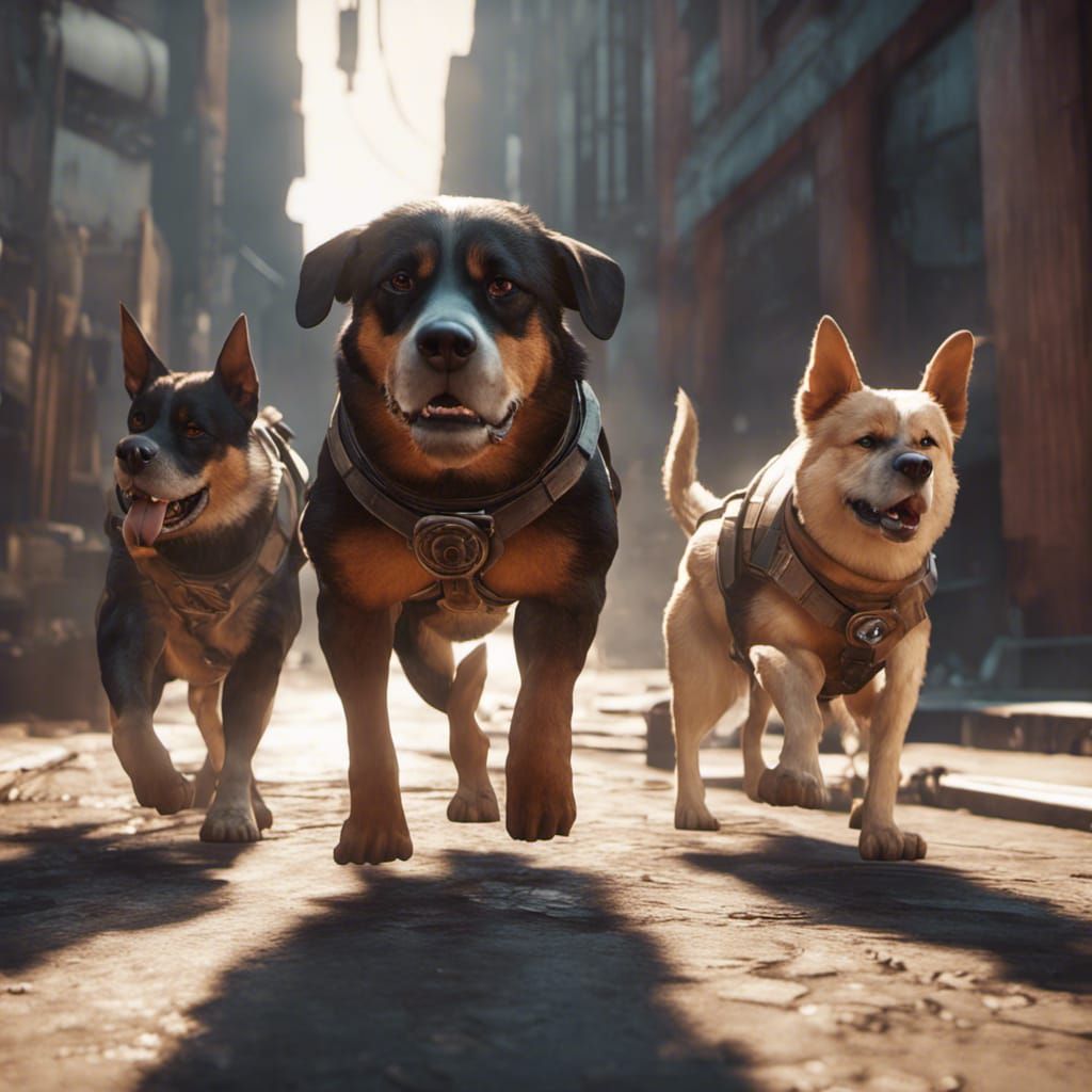 Dog gang in the getto - AI Generated Artwork - NightCafe Creator