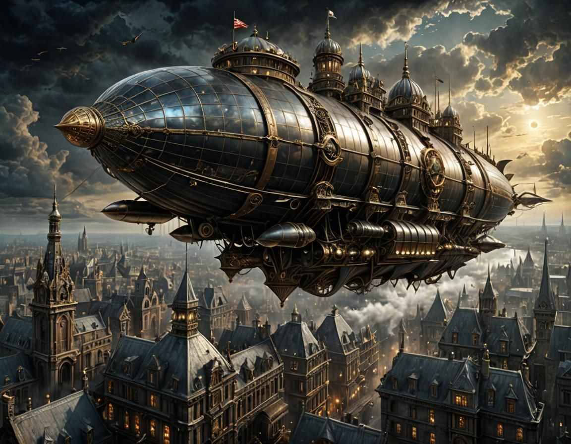 Steampunk Zeppelin - AI Generated Artwork - NightCafe Creator