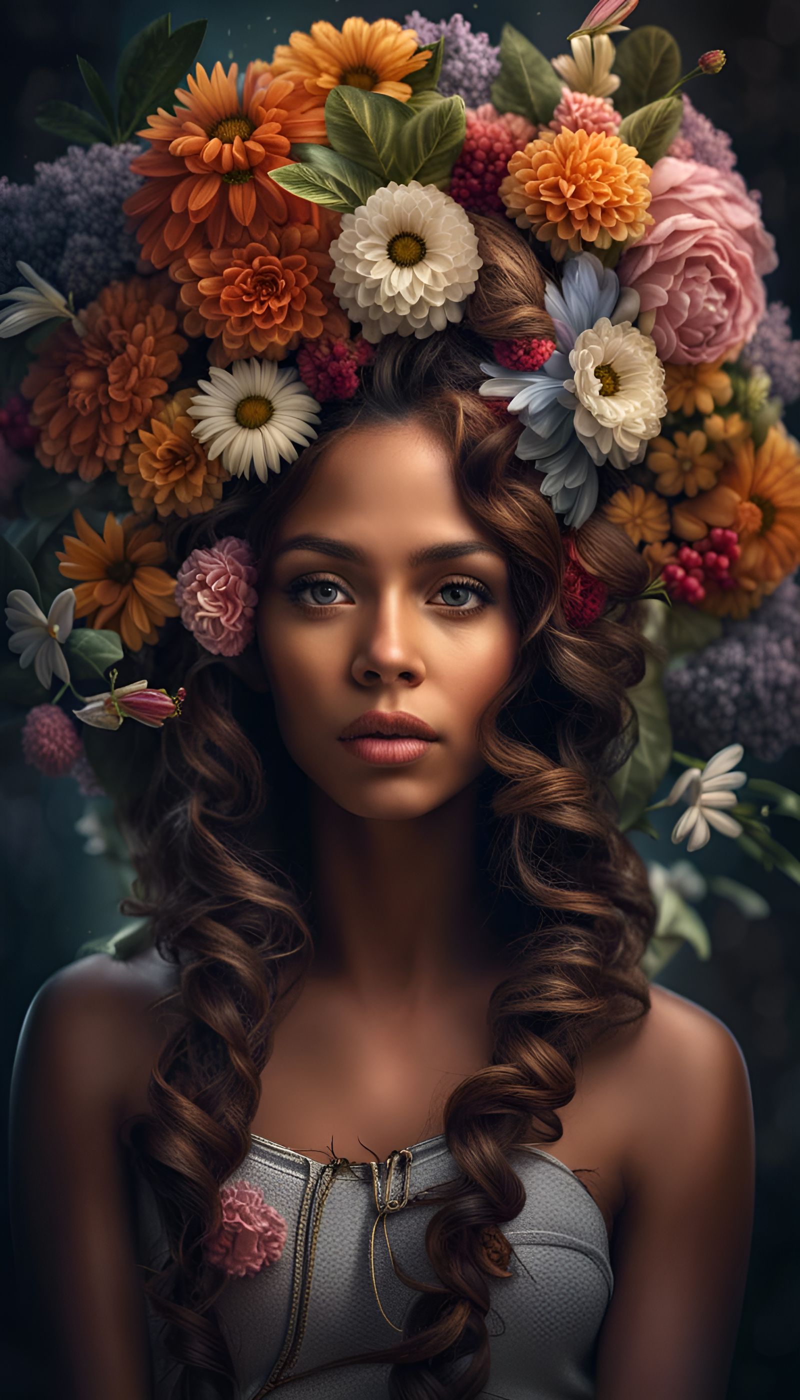 Portrait of a Flower Goddess - AI Generated Artwork - NightCafe Creator
