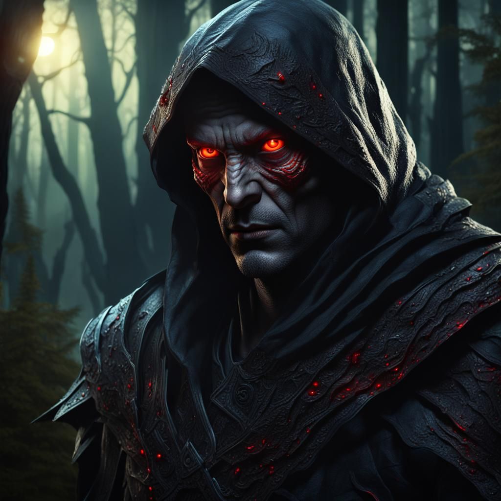 Photorealistic portrait of a majestic evil assassin. - AI Generated ...