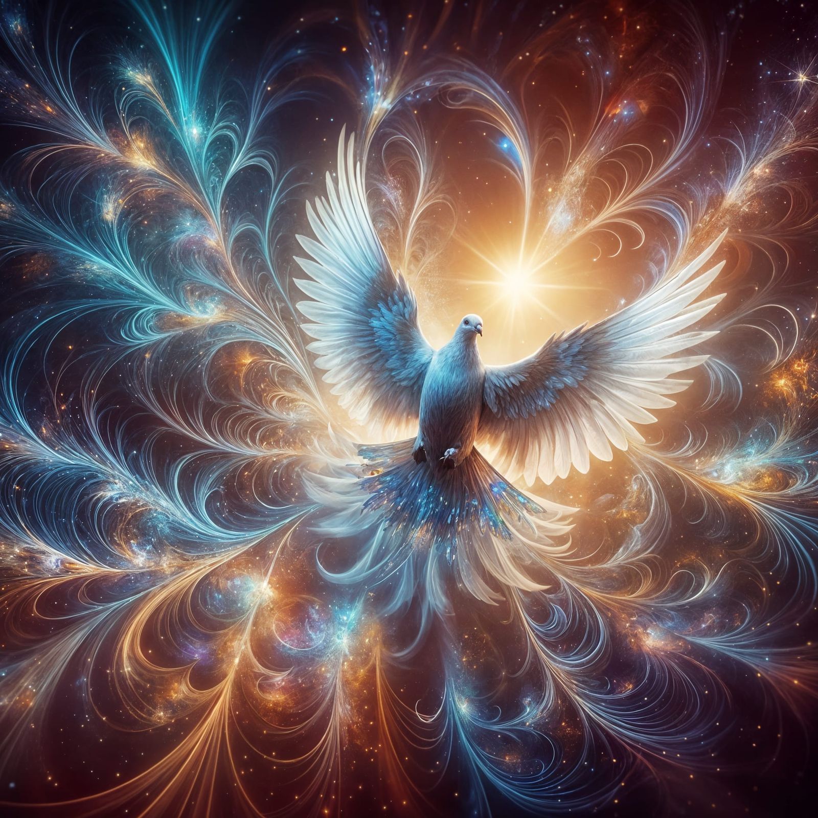 Spirit Dove Emerges from Prismatic Light - AI Art