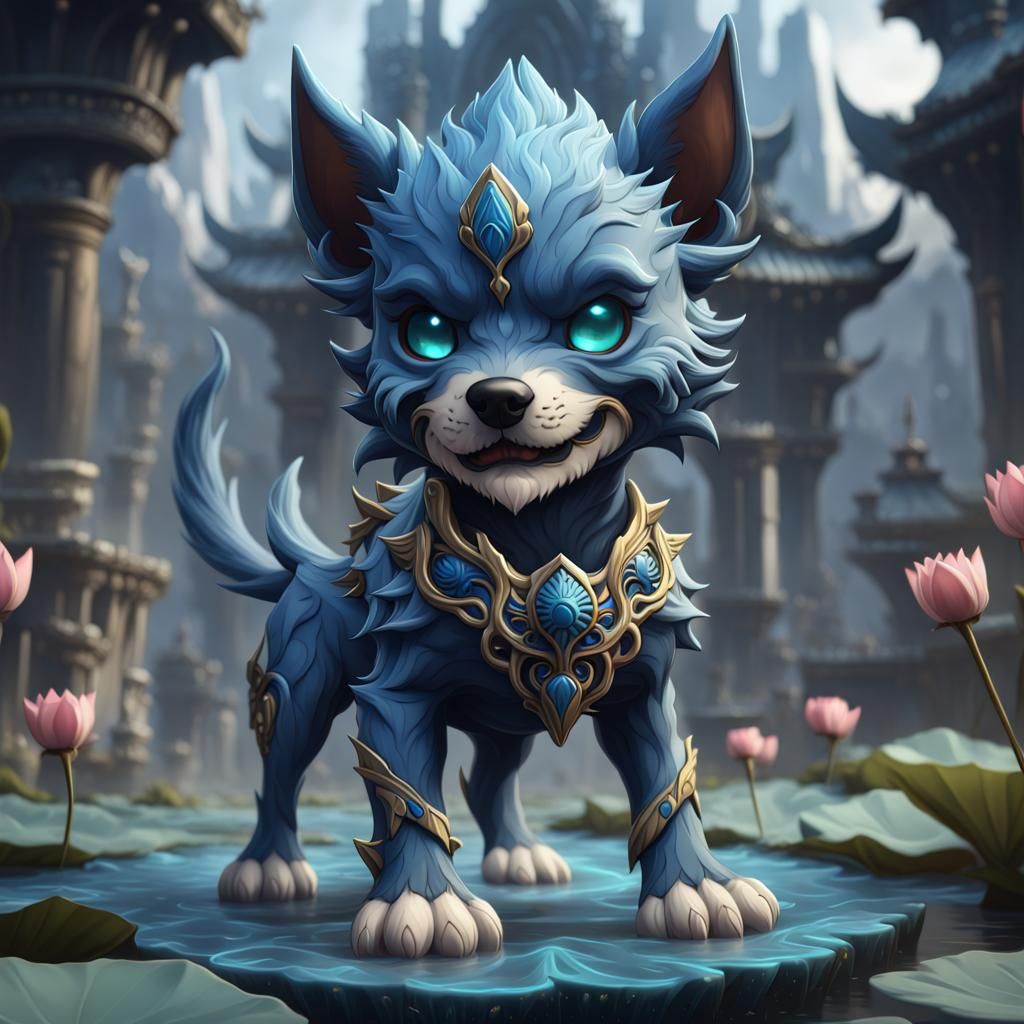 Chibi blue lotus hellhound - AI Generated Artwork - NightCafe Creator