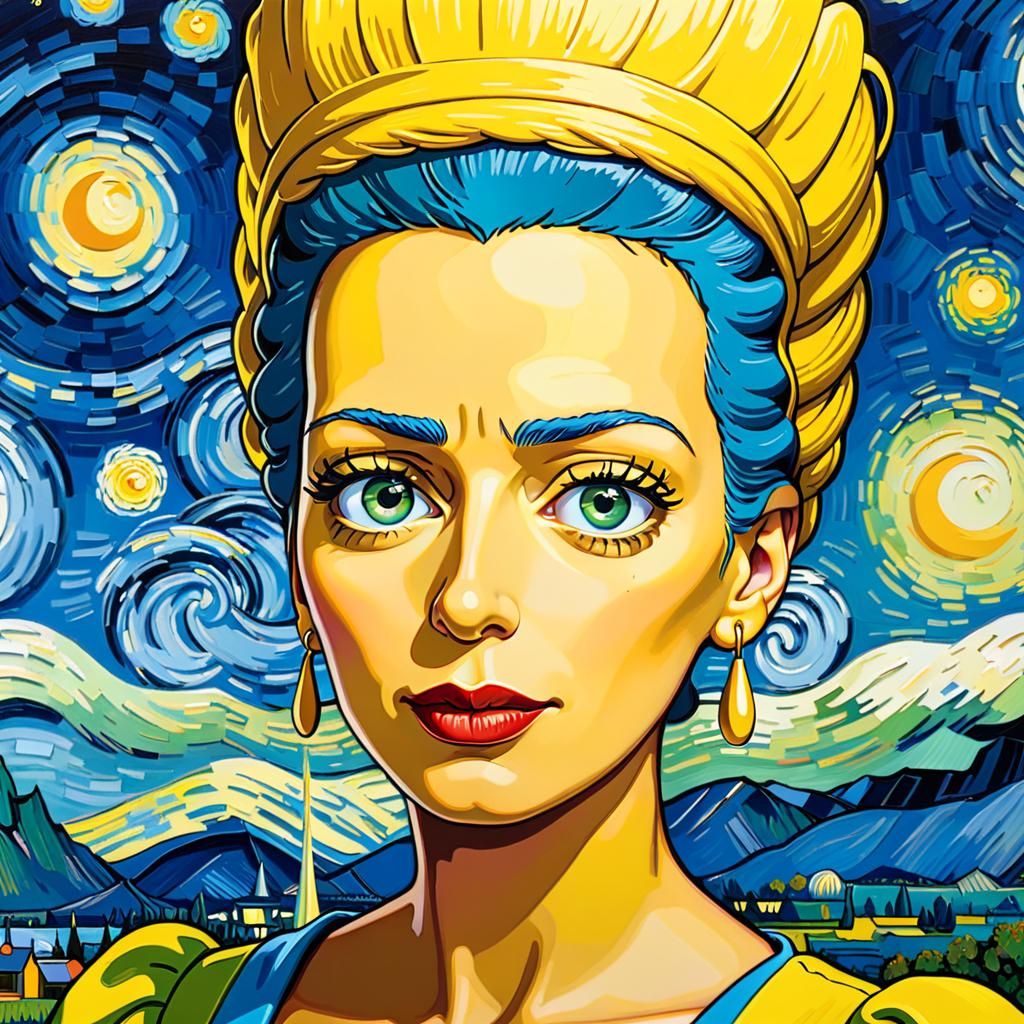 A portrait of Marge Simpson, art by vincent van gogh, detailed ...