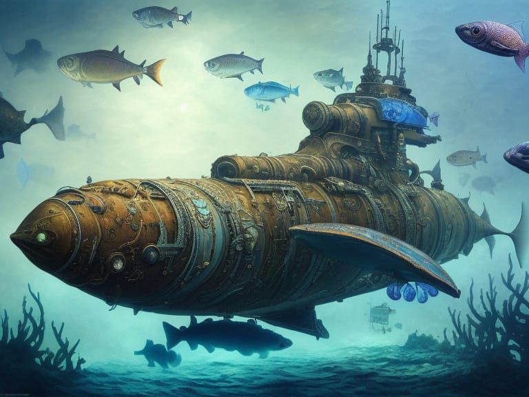 steampunk nuclear Submarine - AI Generated Artwork - NightCafe Creator