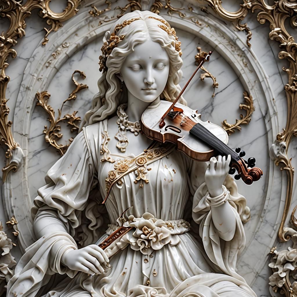 A marble violin, stunning image, statue, - AI Generated Artwork ...