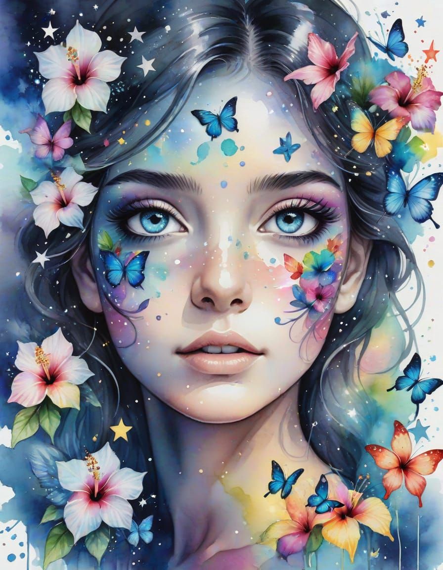 Sparkling Opal Stars, Butterflies, and Hibiscus Flowers 🌈🌟🦋🌺