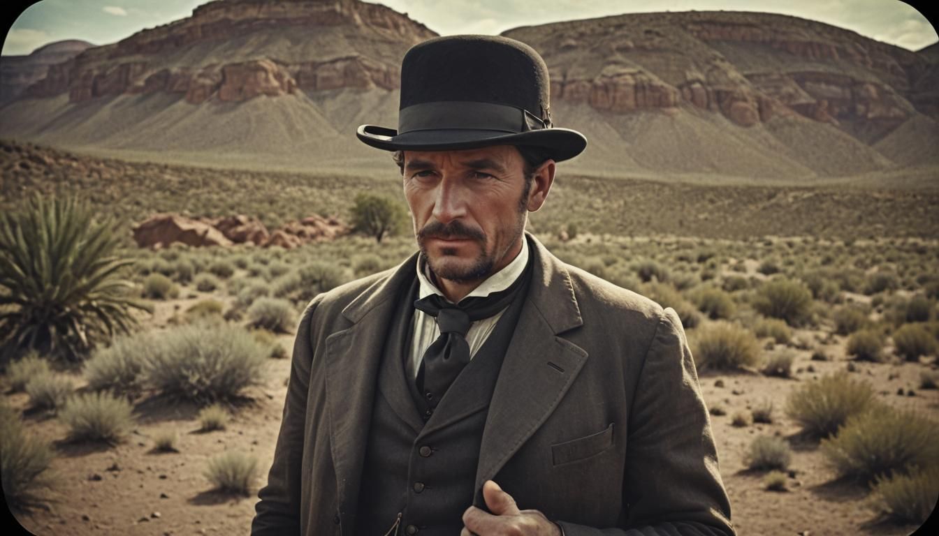 Cowboy wearing a bowler hat in the wild west. - AI Generated Artwork ...