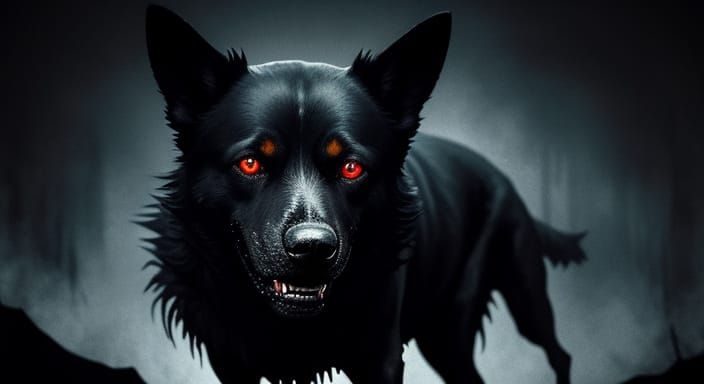 Gory dog, bleeding everywhere - Menacing Blood-Soaked Dog i...