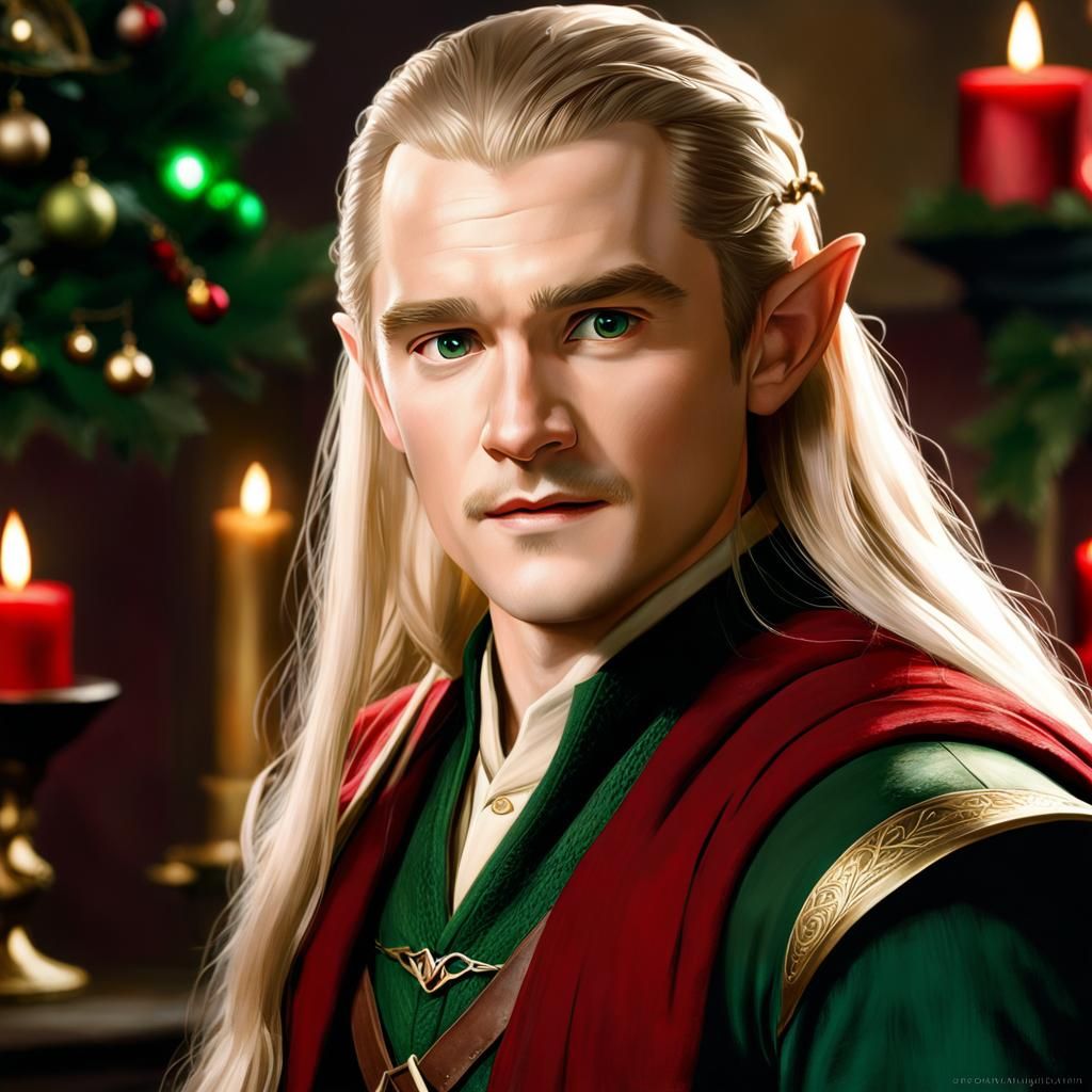 Mid- shot portrait of ((Legolas)), handsome, ethereal, {dressed like ...