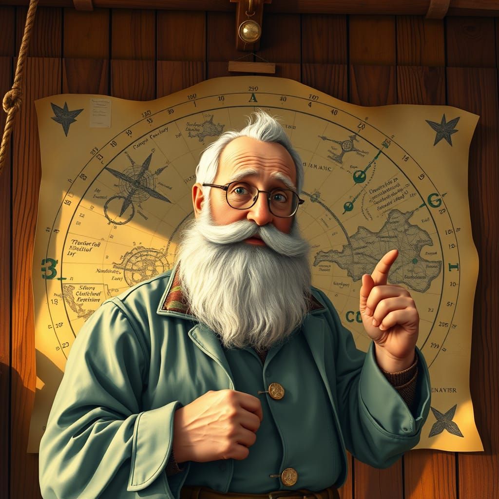 Professor Dead Reckon Teaches Navigation - AI Art