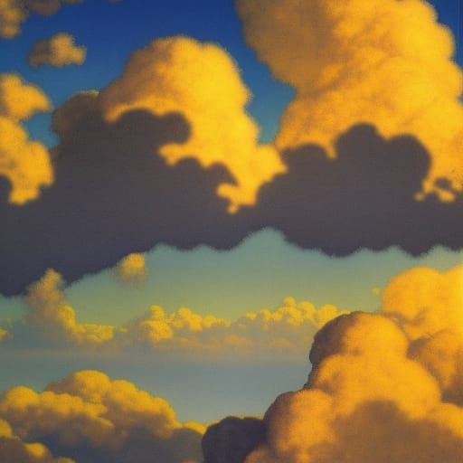 Cloudscape by Maxfield Parrish - AI Generated Artwork - NightCafe Creator