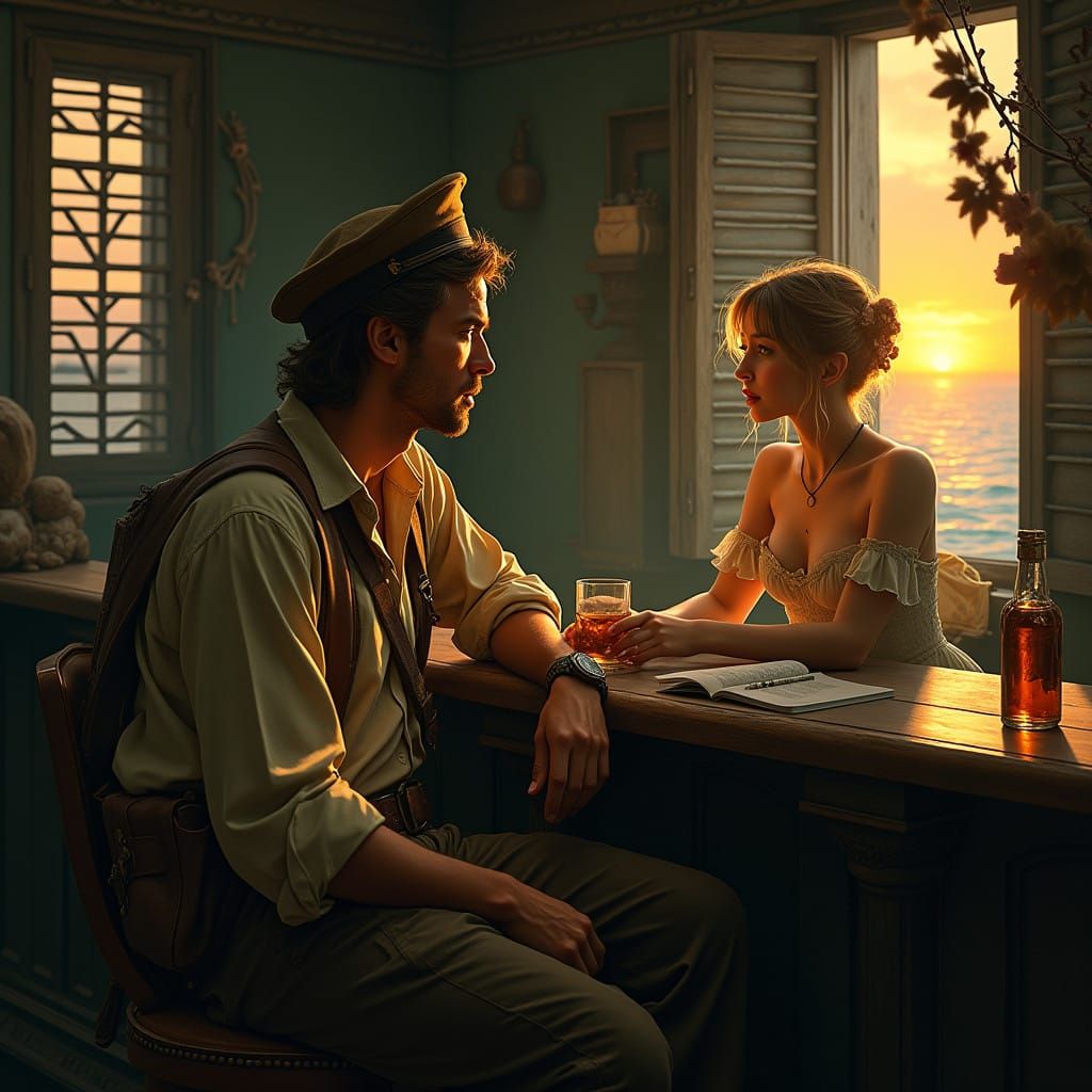 Sailor's love - Weathered Sailor Lost in Nostalgic Moment