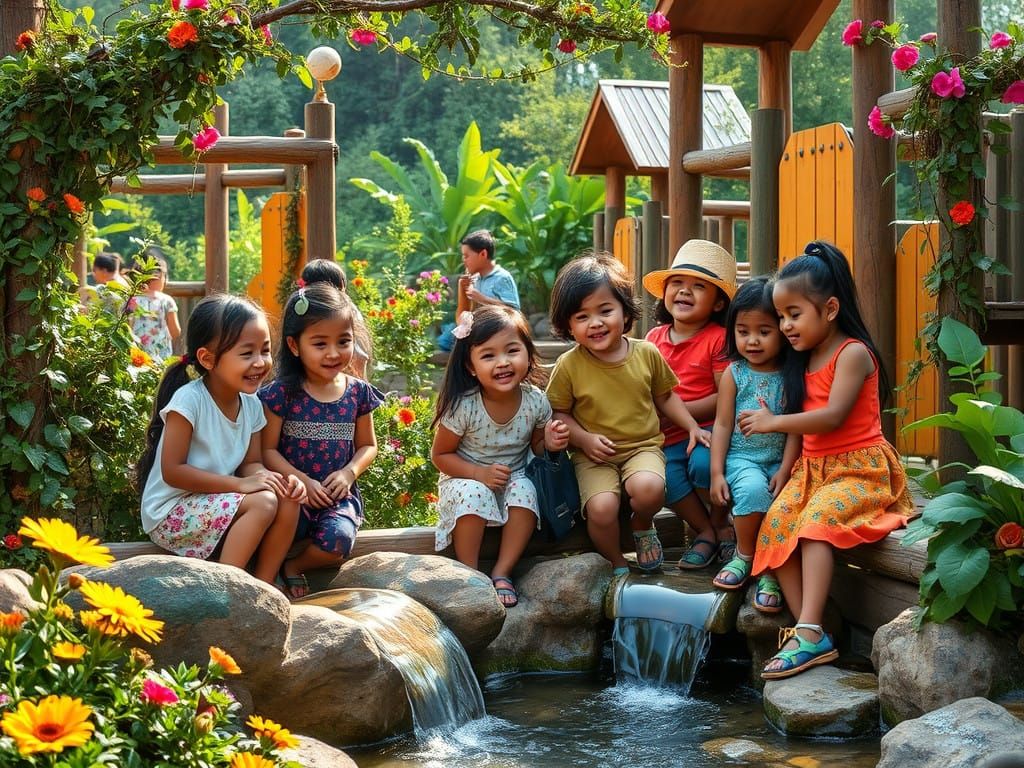 Vibrant Solarpunk Playground Scene - AI Art