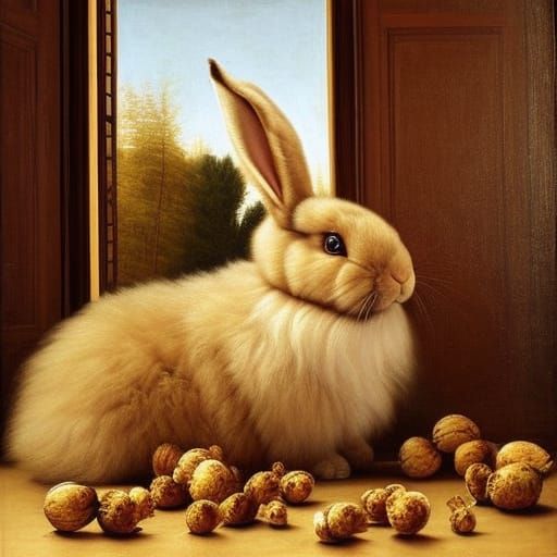 Rabbits and hazelnuts - Renaissance Rabbits Indulge in Hazel...