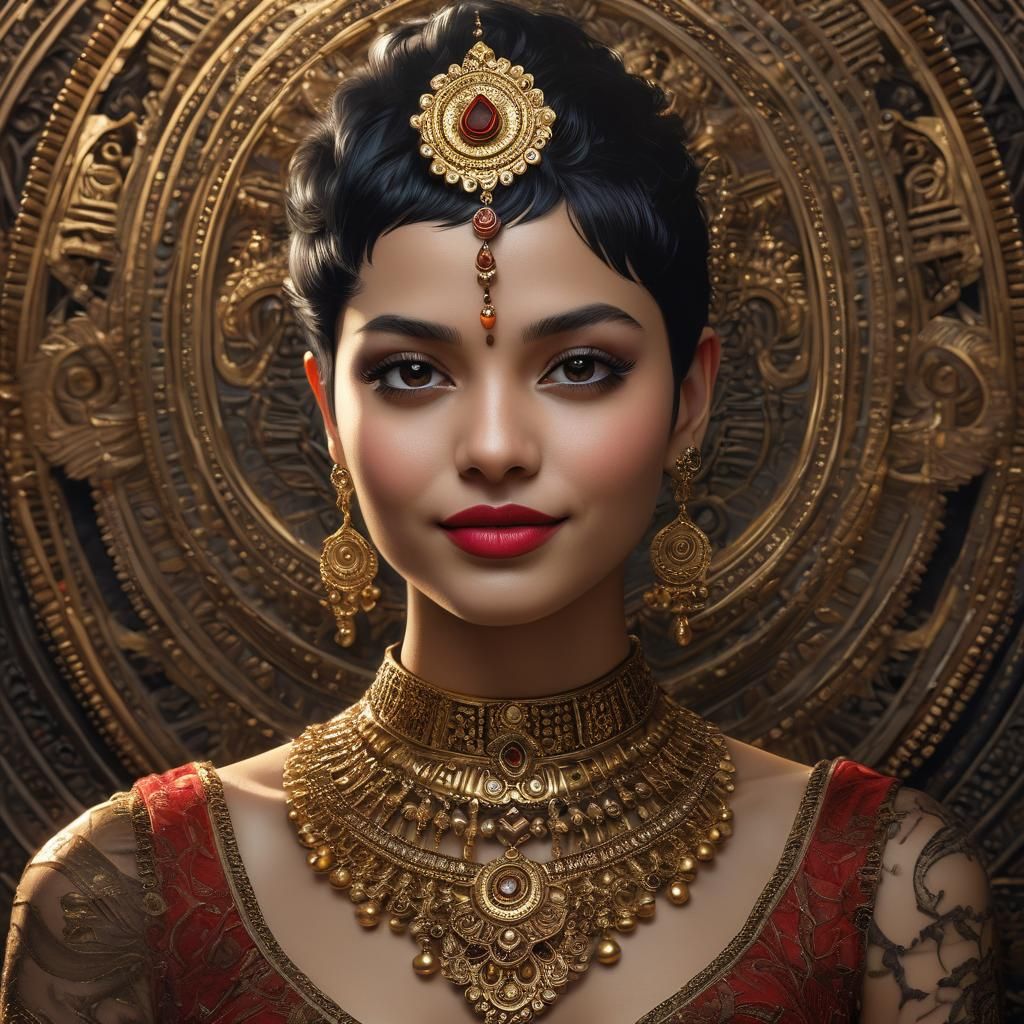 Punk Indian Woman in Vibrant, Ornate Regalia