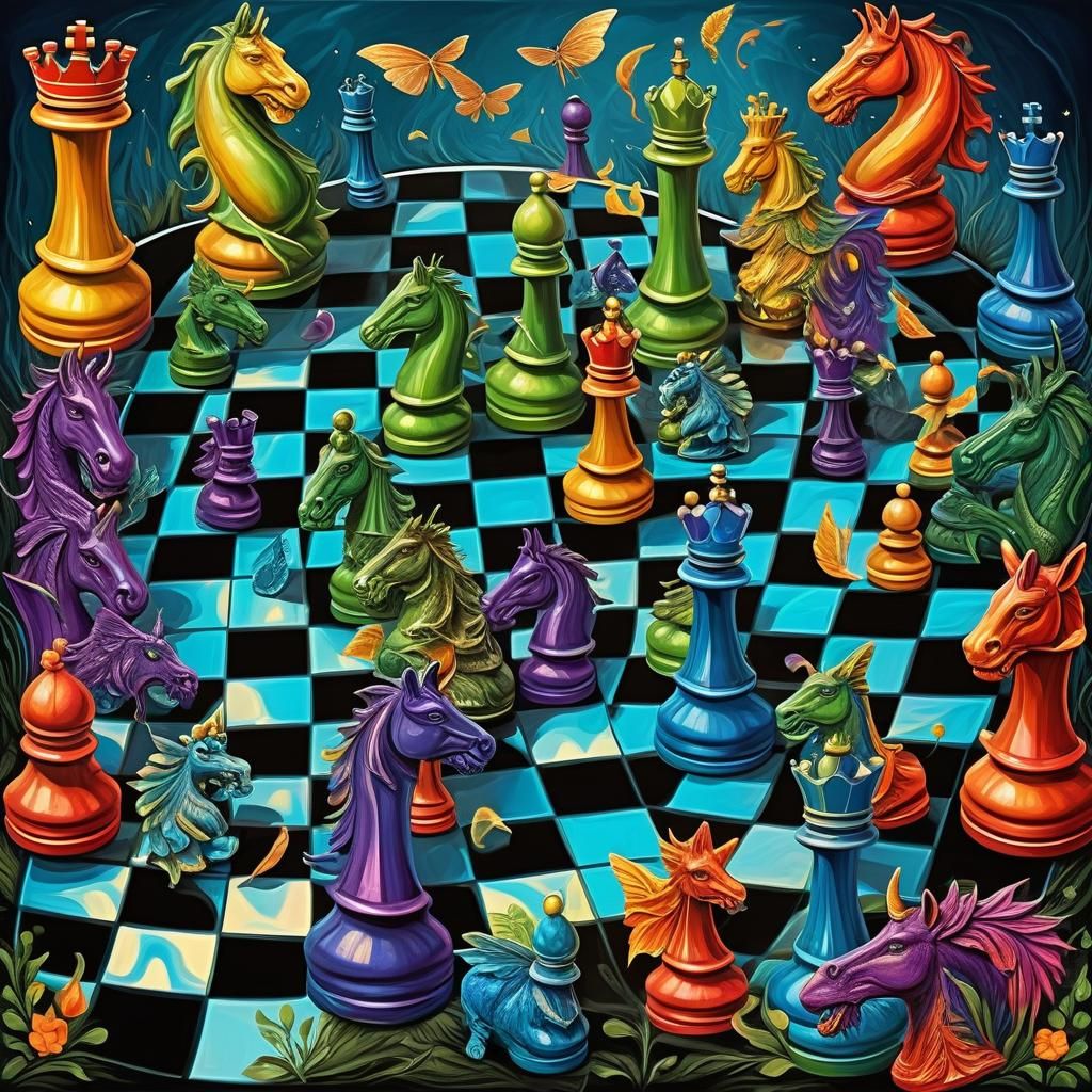 Mind-blowing Fantastical and whimsical Chess board with mythical chess ...