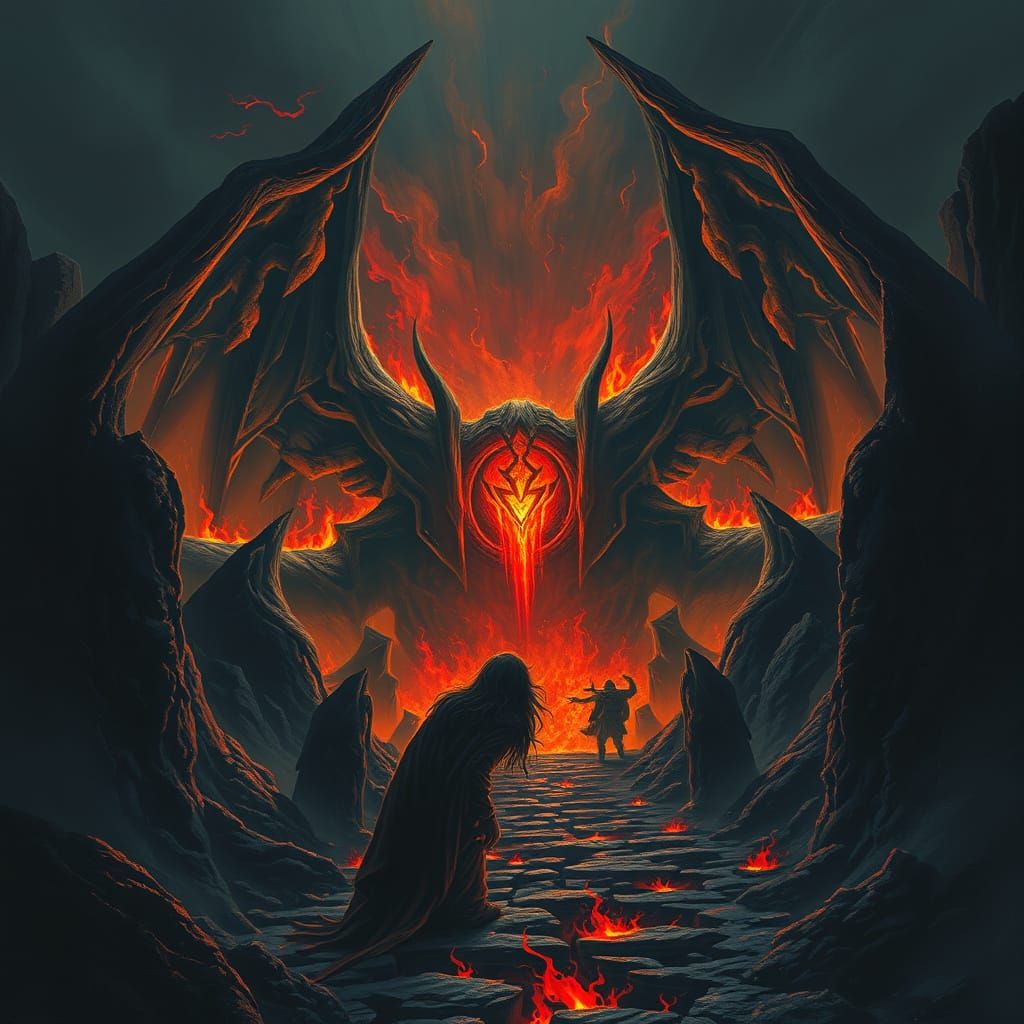Morgoth's Dark Descent into Middle-Earth's Depths - AI Art
