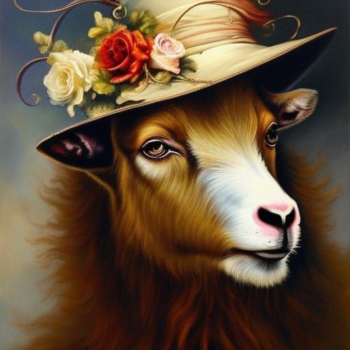 Goat with hat - AI Generated Artwork - NightCafe Creator