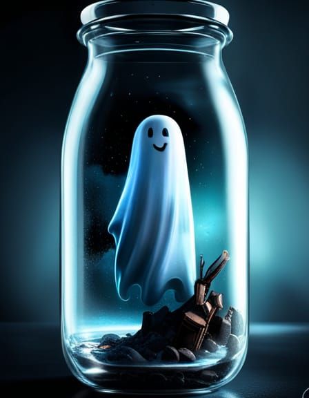 Happy bottle ghost - AI Generated Artwork - NightCafe Creator