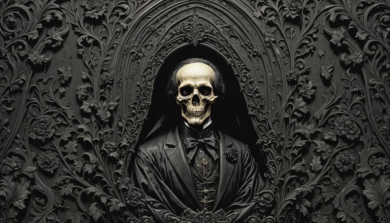 gothic all-black damask coffin company victorian grave macabre death ...