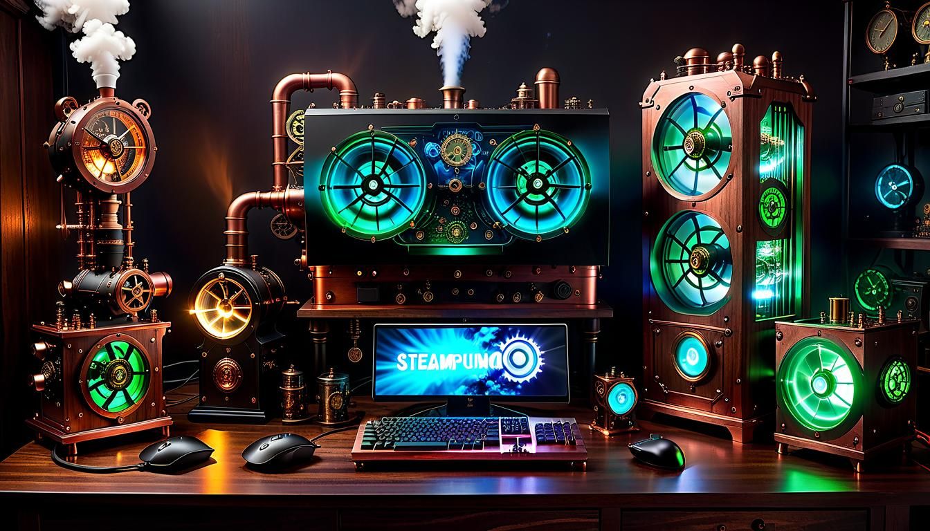 Steampunk Gaming PC - AI Generated Artwork - NightCafe Creator
