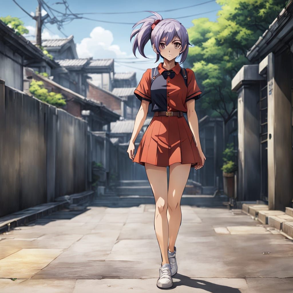 2.5D cell shaded anime girl - Vibrant Anime Girl in 2.5D Cel...