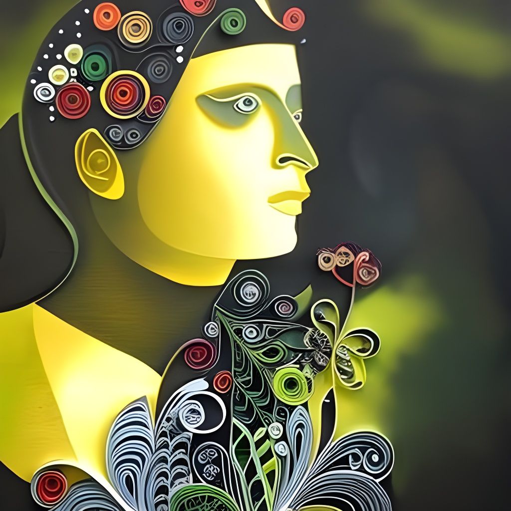 Overgrown river covered in vines and moss, abstract, quilling. detailed ...