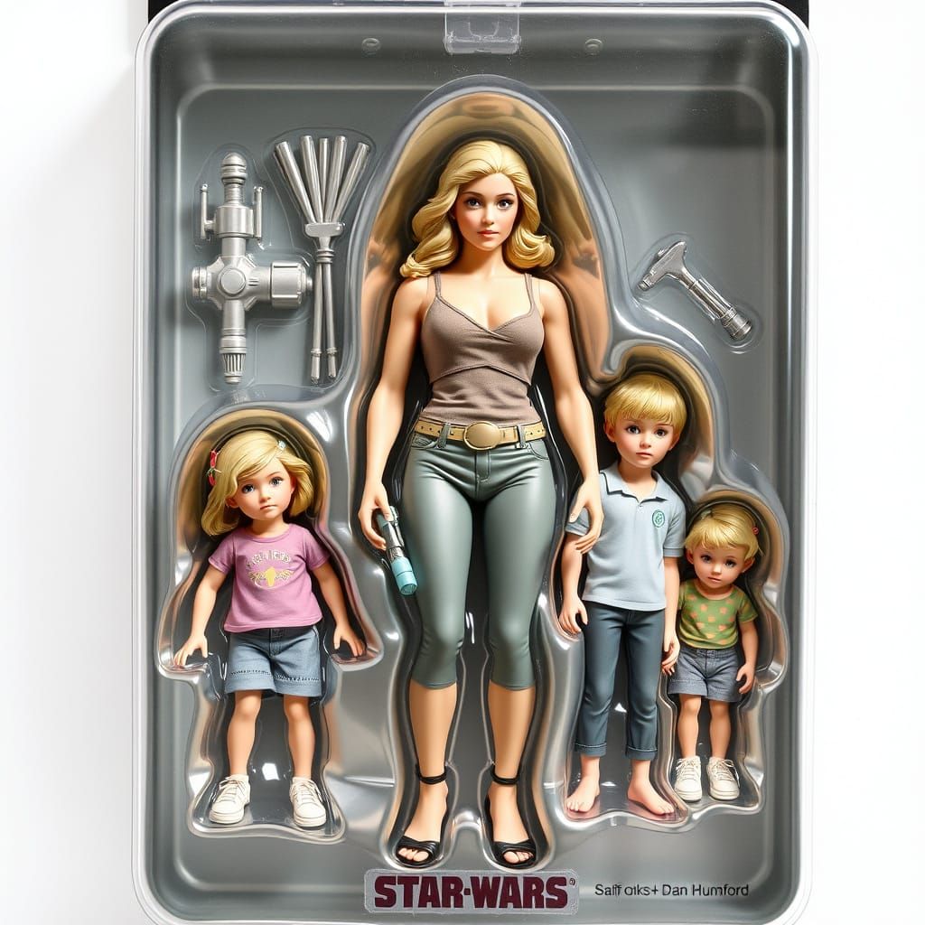 Single Mom Action Figure Family Unboxed - AI Art
